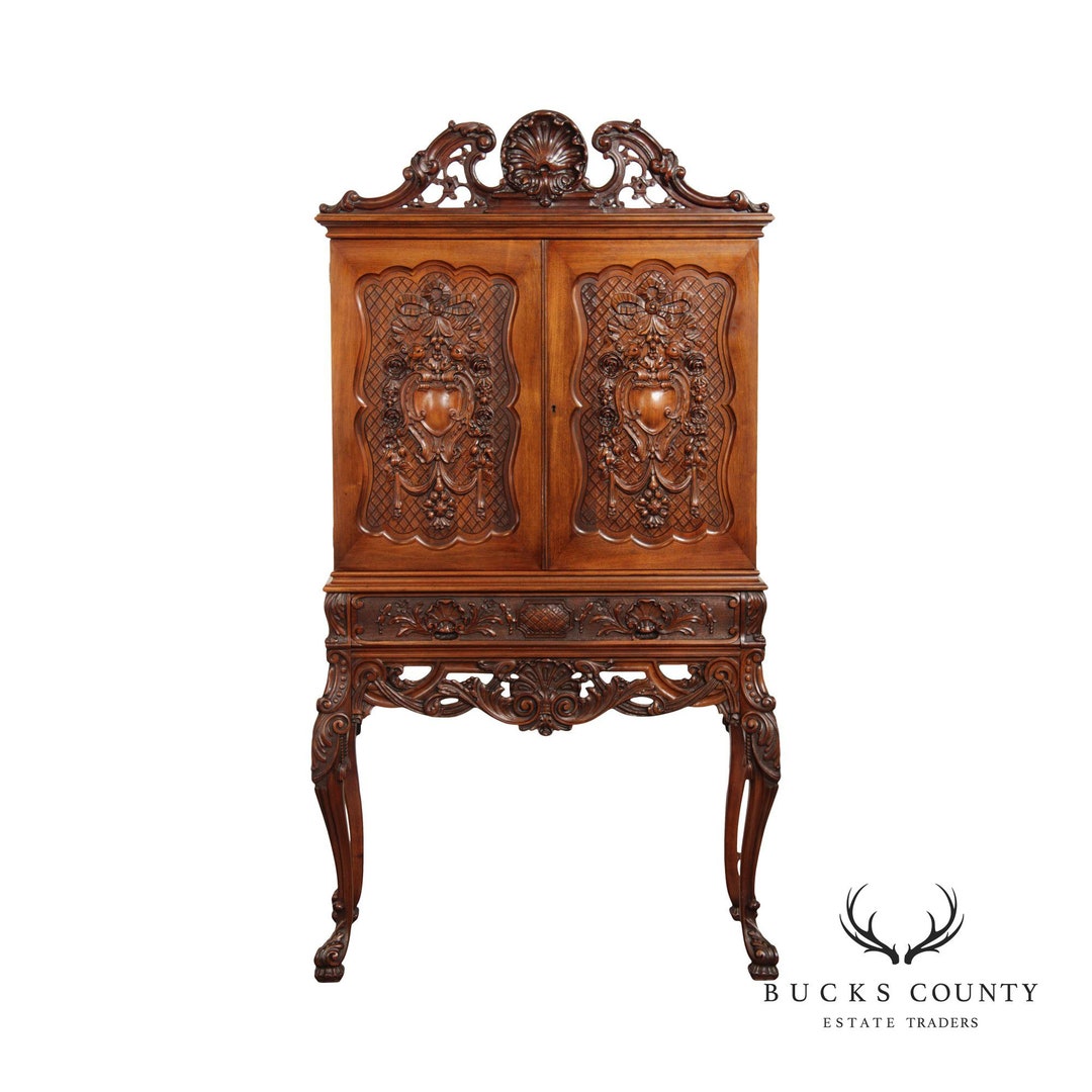 1920's Georgian Rococo Style Carved Walnut Liquor Cabinet - Etsy