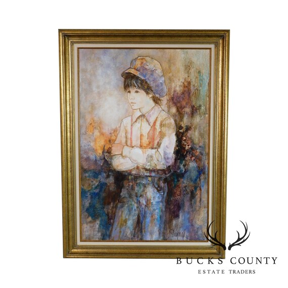 Richard Shepard Oil Painting of Boy Wearing a Newsboy Cap - Etsy