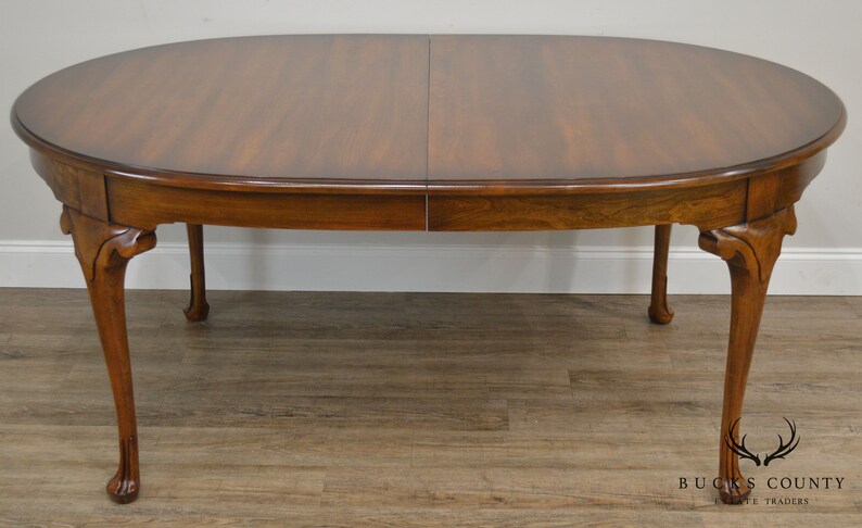 Statton Cherry Oxford Finish Oval Queen Anne Dining Table | Etsy