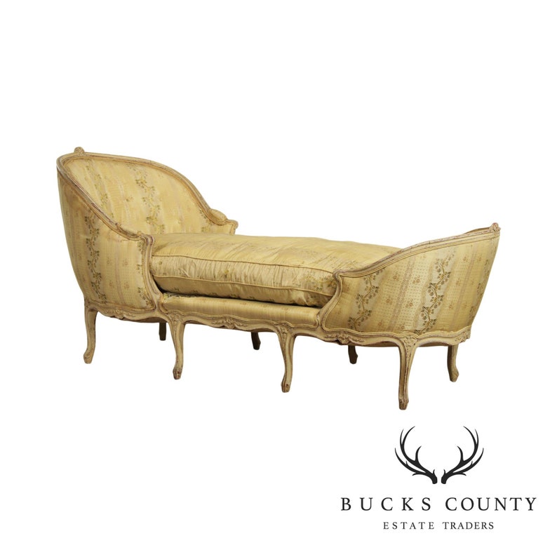 French Louis XV Antique Painted Chaise Lounge - Etsy