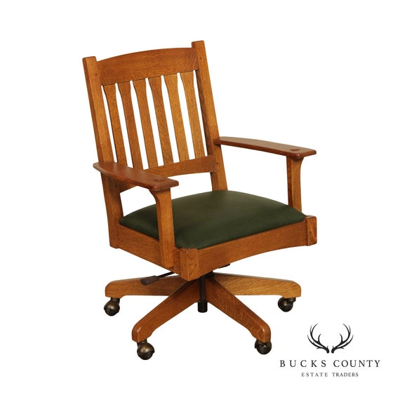 Stickley Mission Collection Oak and Leather Swivel Office - Etsy
