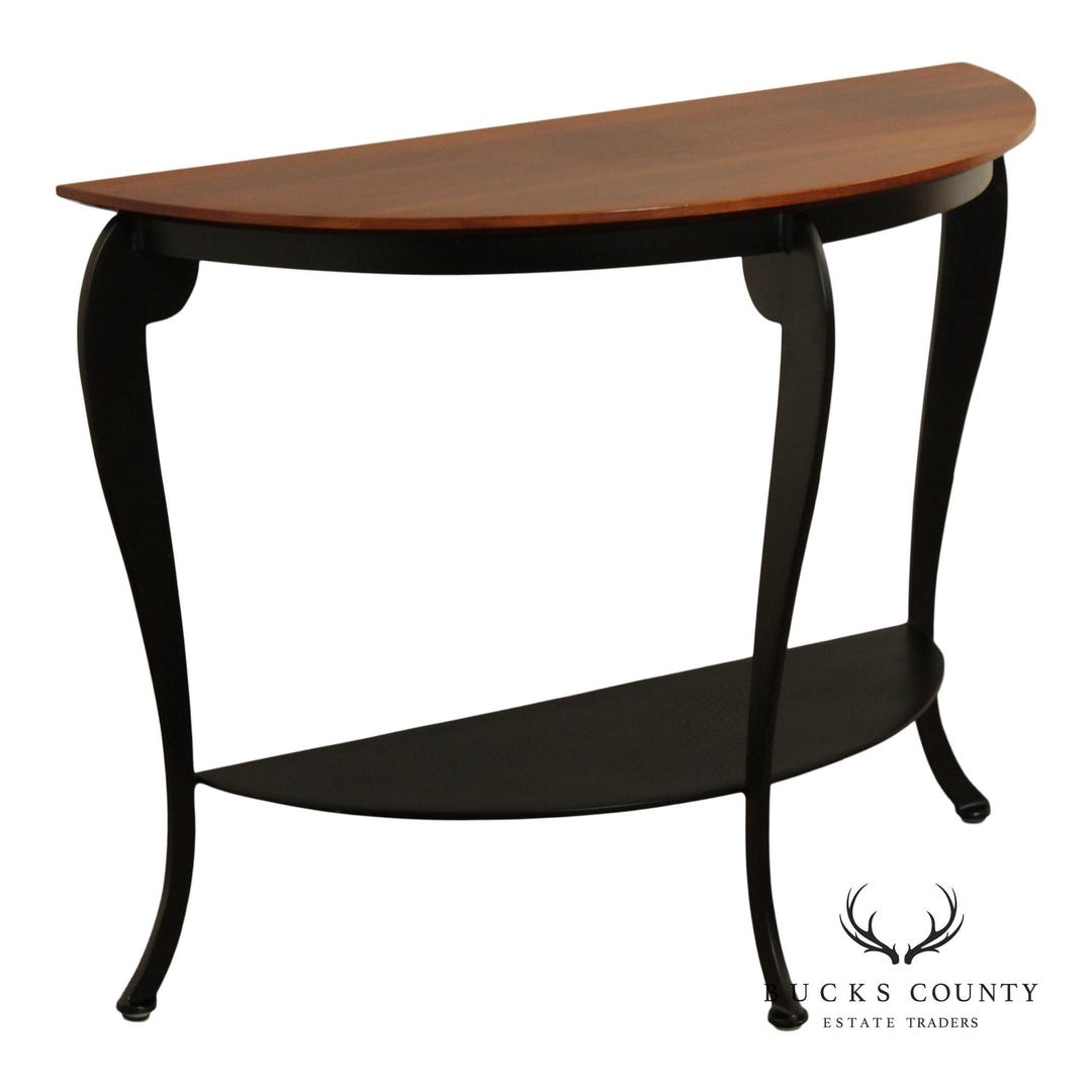 Ethan Allen Cherry Demilune Console Table With Metal Base - Etsy
