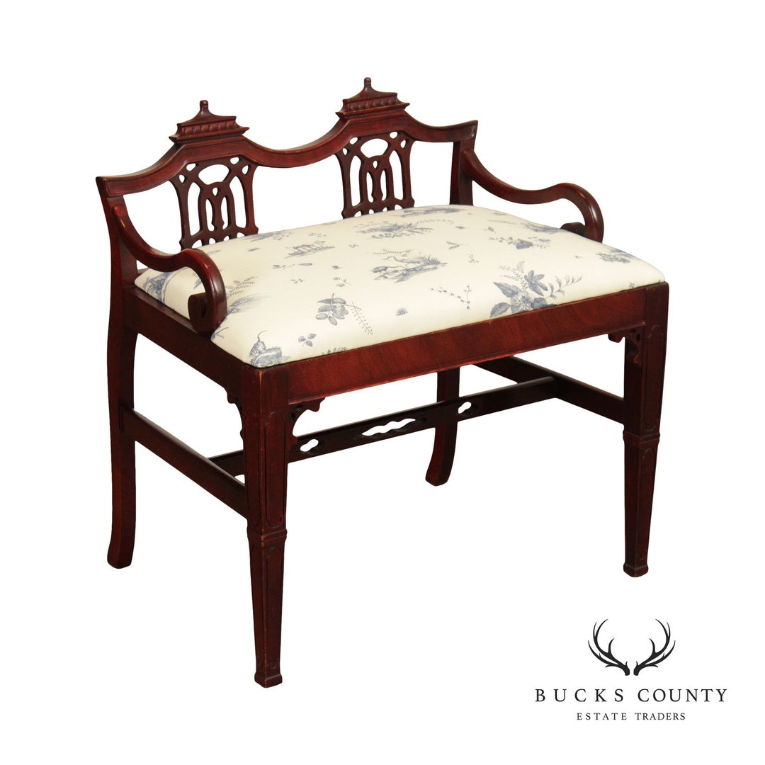 1940's Chinese Chippendale Style Carved Mahogany Vanity - Etsy