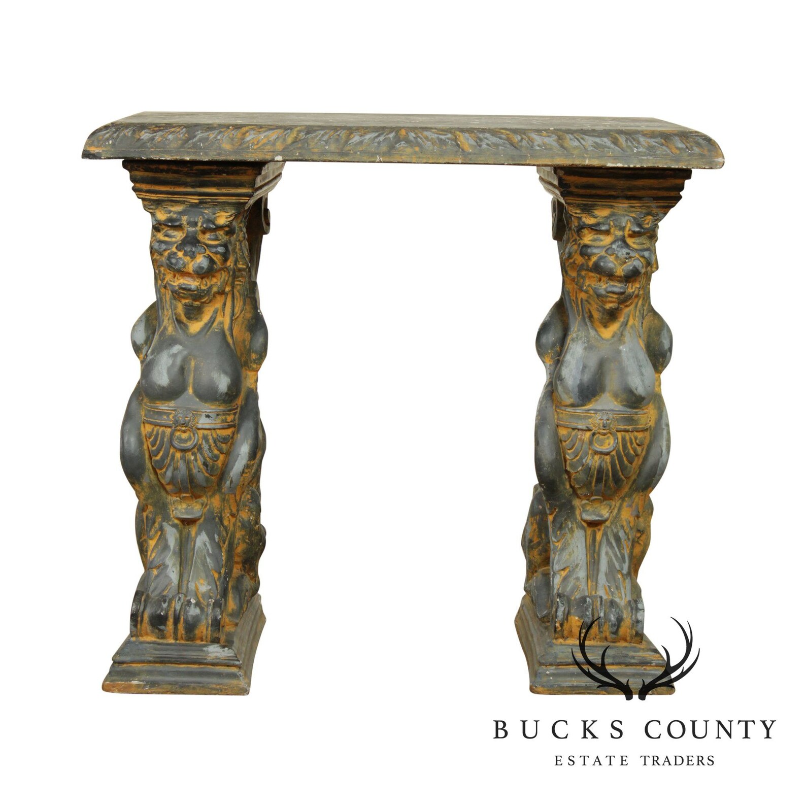 Vintage Cast Stone Winged Griffin Console Table - Etsy