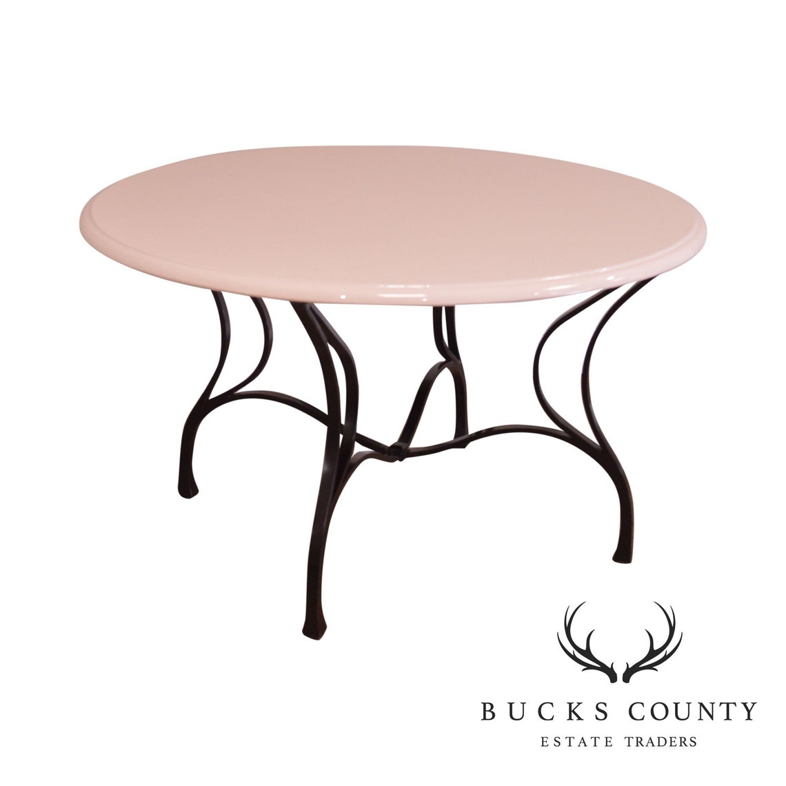 Custom Wrought Iron Base Glazed Stone Round Dining Table | Etsy