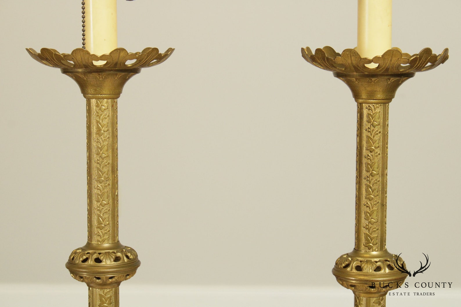 Gothic Revival Antique Aesthetic Brass Pair Converted - Etsy