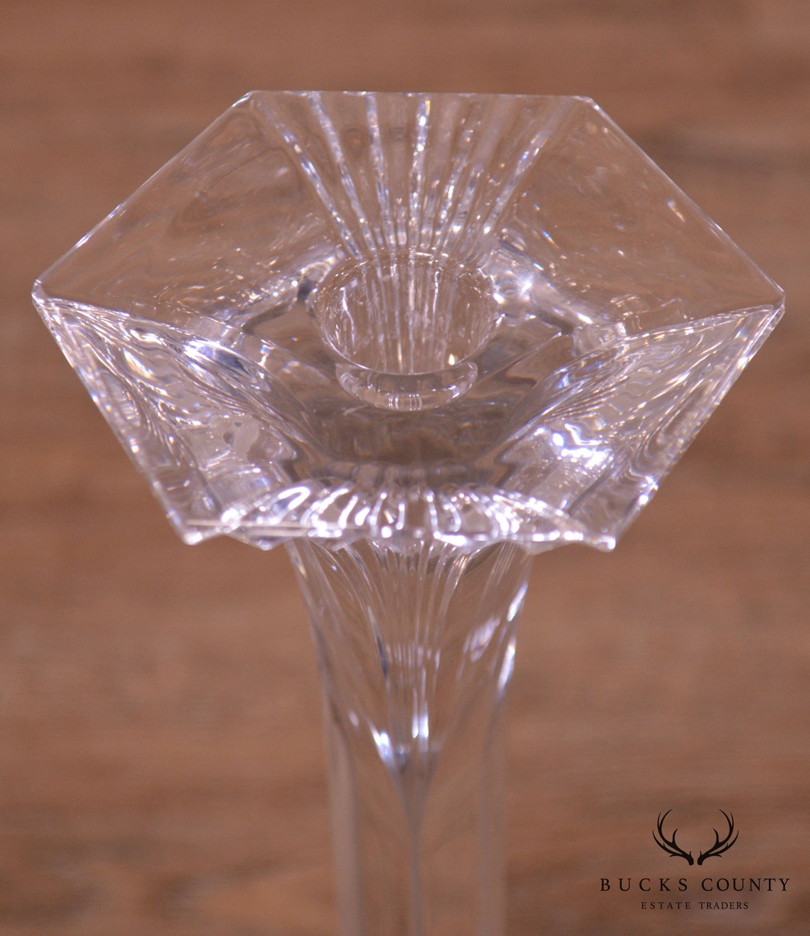 Pair of Crystal Hexagonal Column Candle Holders Flared Base & | Etsy