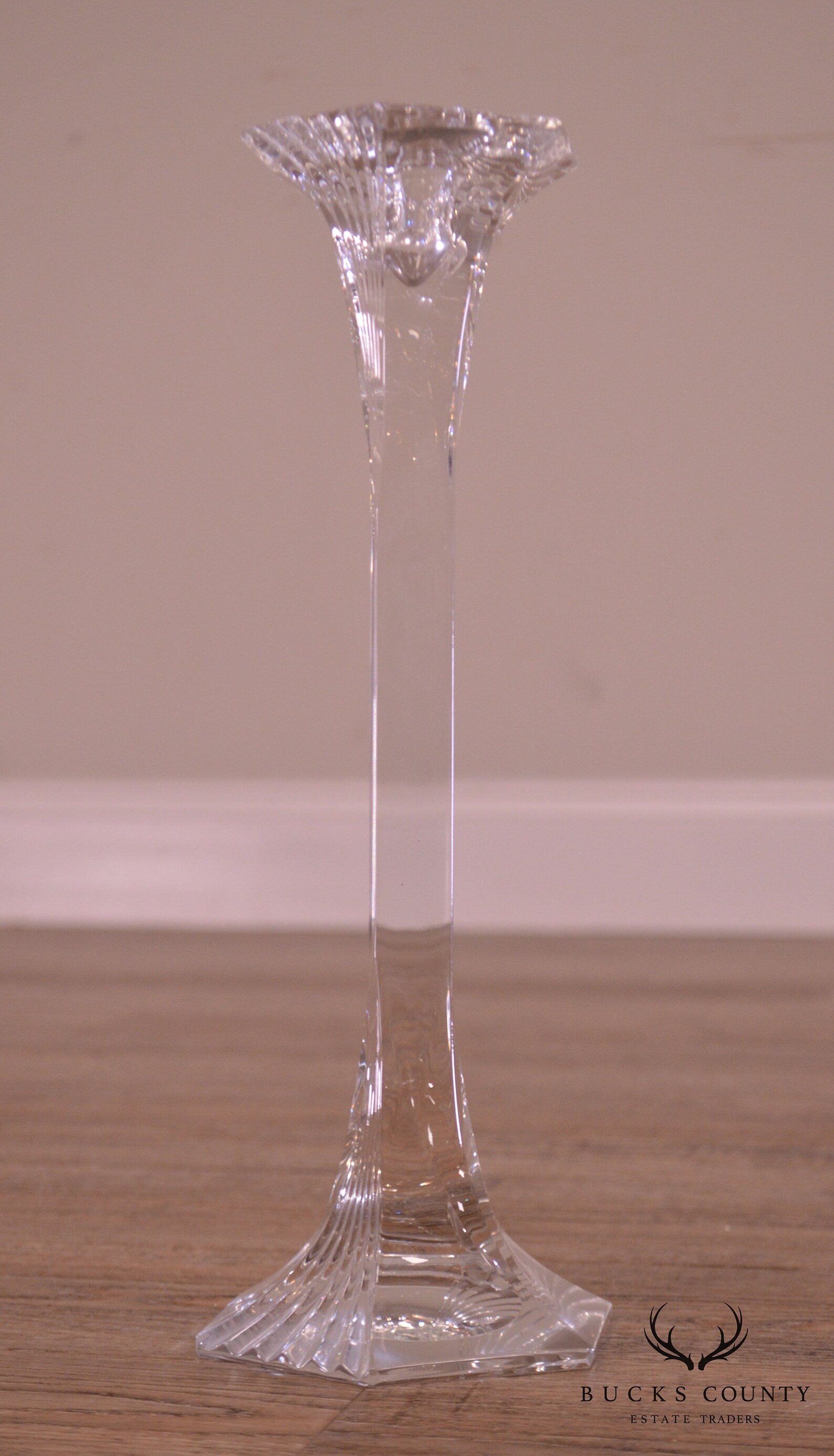 Pair of Crystal Hexagonal Column Candle Holders Flared Base & - Etsy
