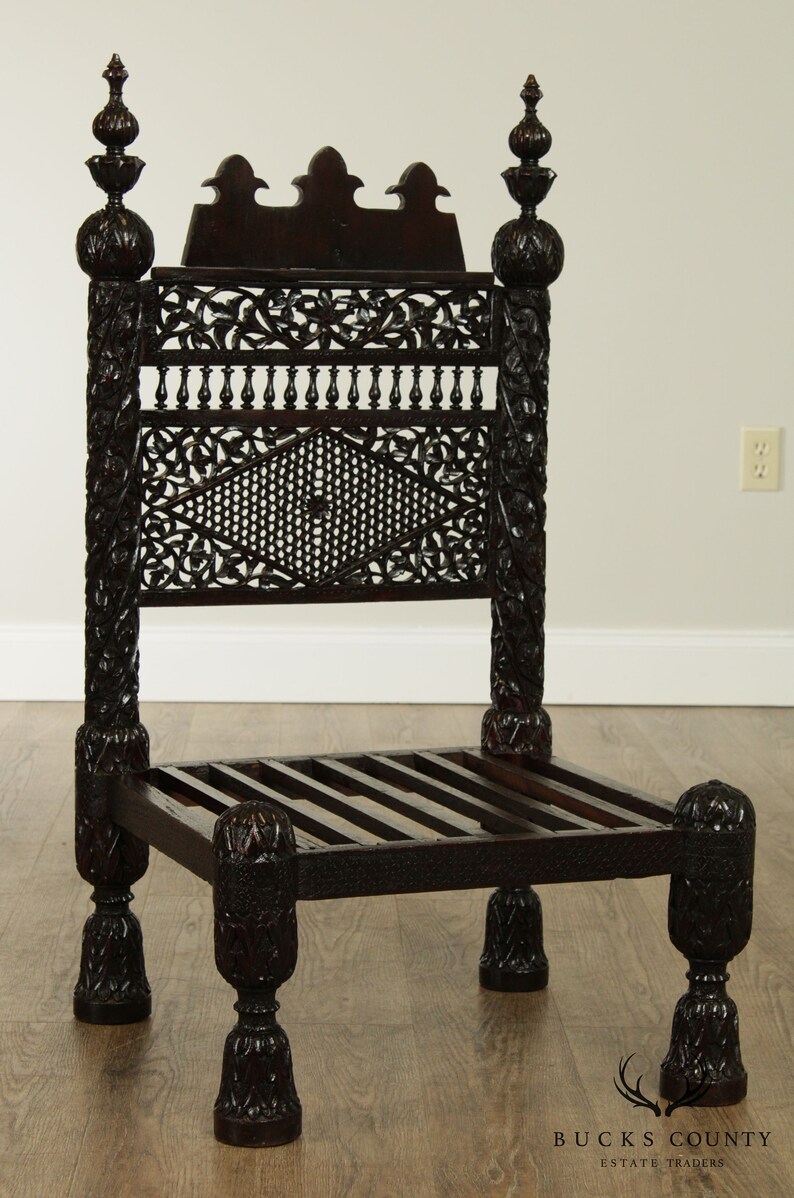 Antique Indian Hand Carved Low Pidda Chair - Etsy
