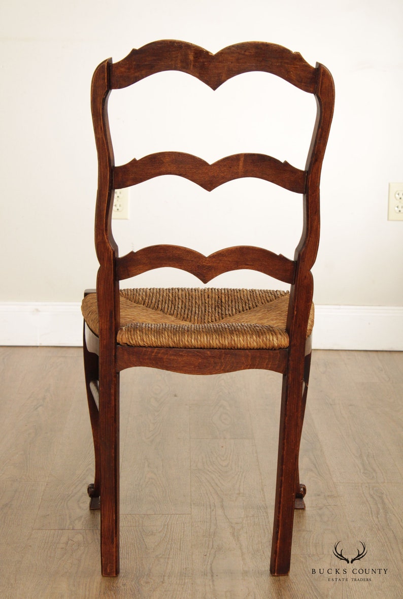 Antique French Country Style Ladder Back Rush Seat Side Chair - Etsy