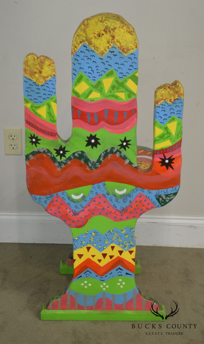 Bill Jackson Colorful Hand Painted Artist Signed Cactus Chair | Etsy