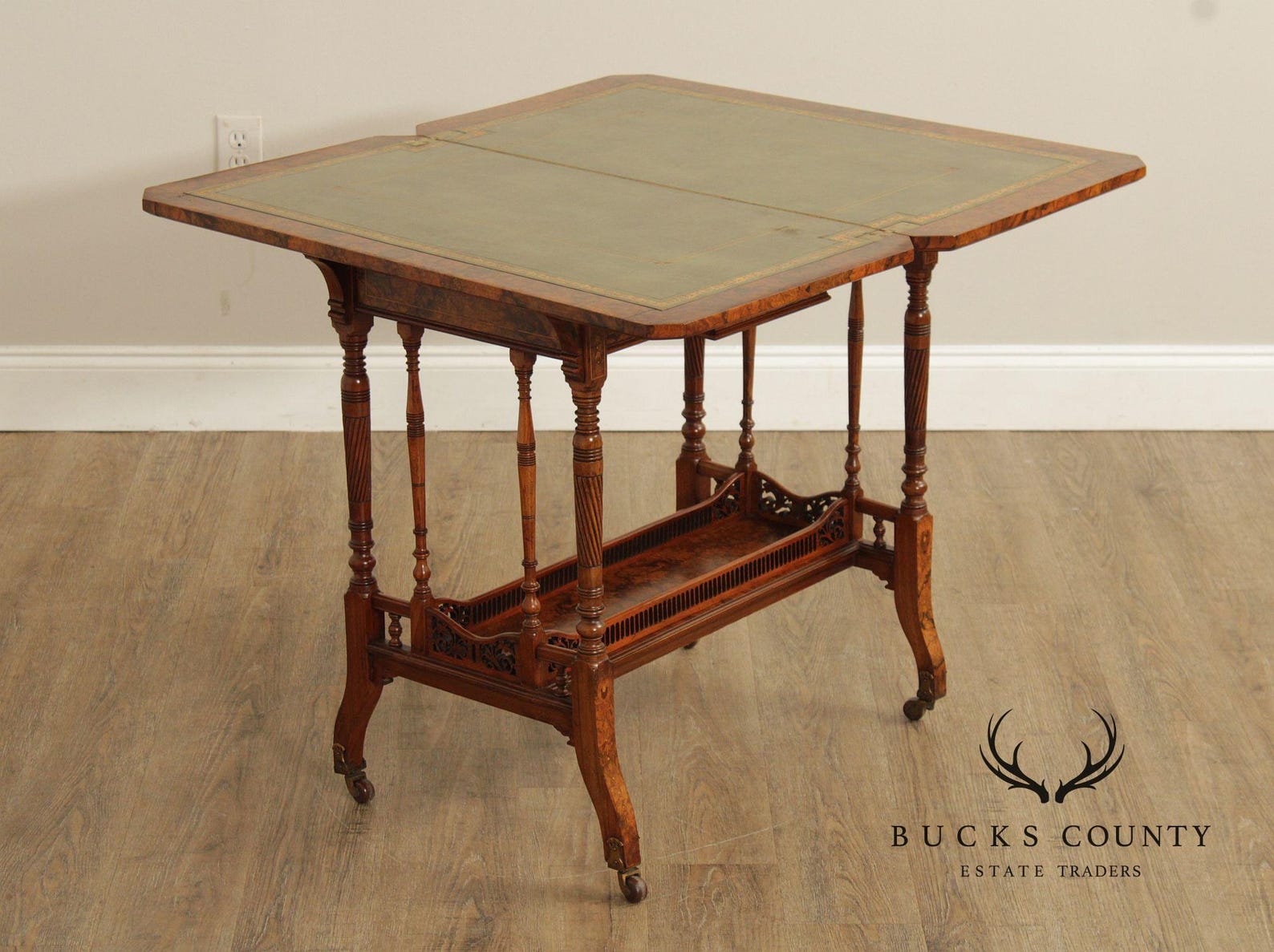 Antique English Burl Walnut Inlaid Games Table - Etsy