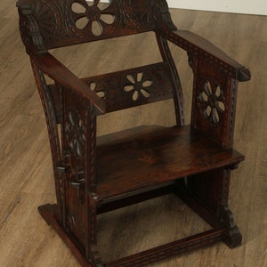 Italian 15th Century Revival Low Wooden Arm Chair - Etsy