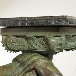 Bronze Marble Top Pair "telamon" Greek God Statues, 48" Pedestals - Etsy