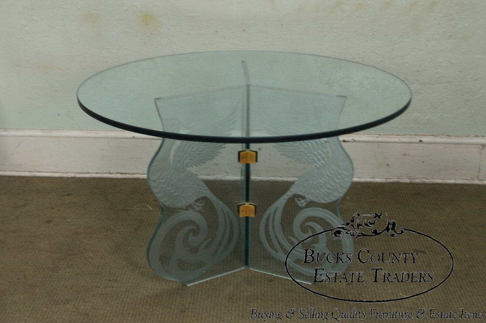 Contemporary Phoenix Etched Round Glass Dining Table possibly - Etsy
