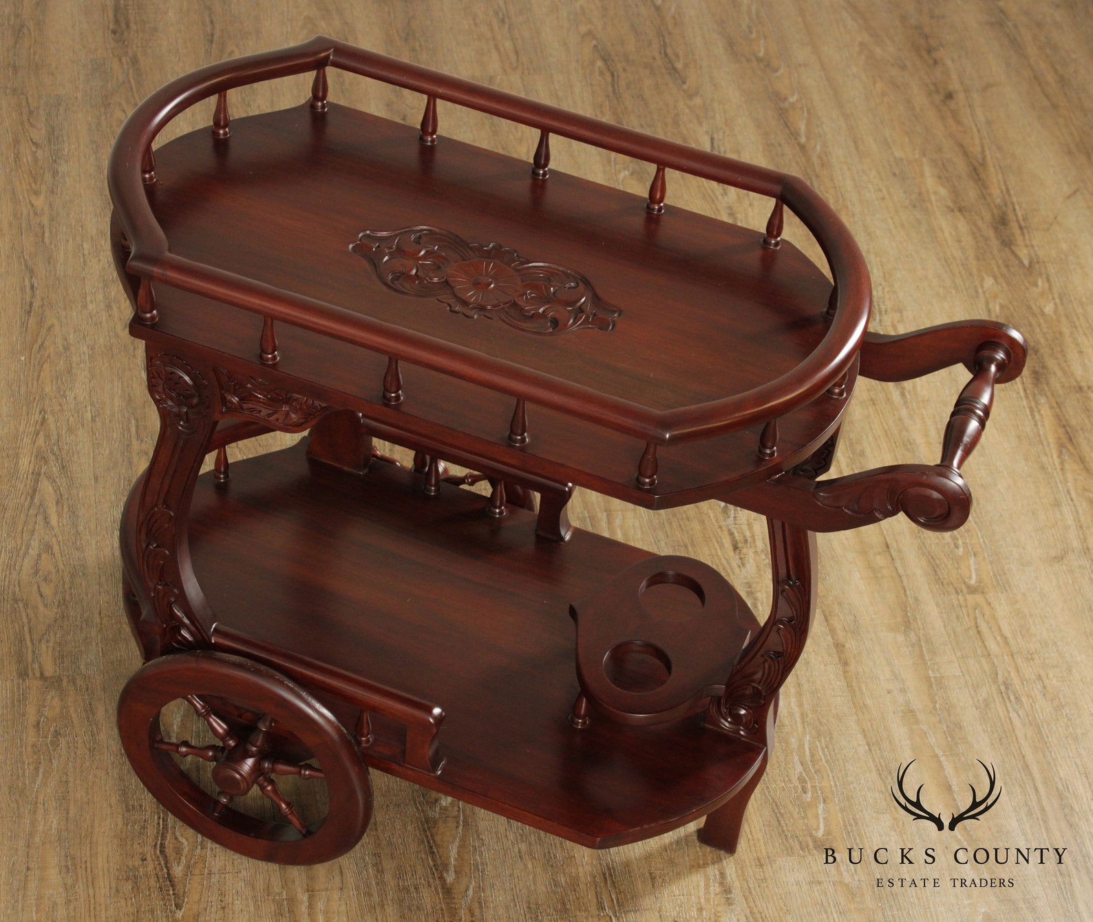 Vintage Solid Mahogany Wood Carved Tea Cart - Etsy