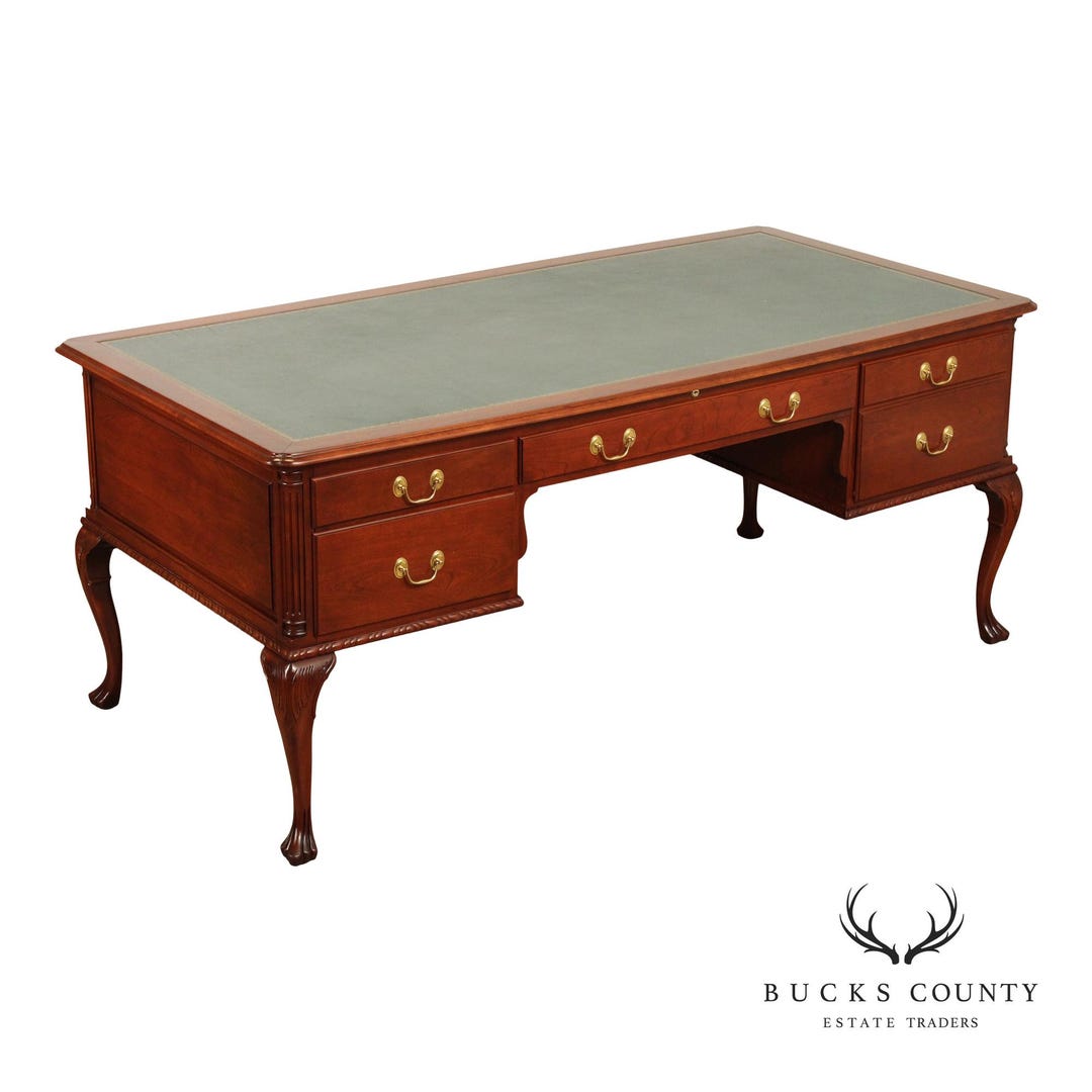 Harden Georgian Style Cherry Leather Top Executive Writing Desk - Etsy