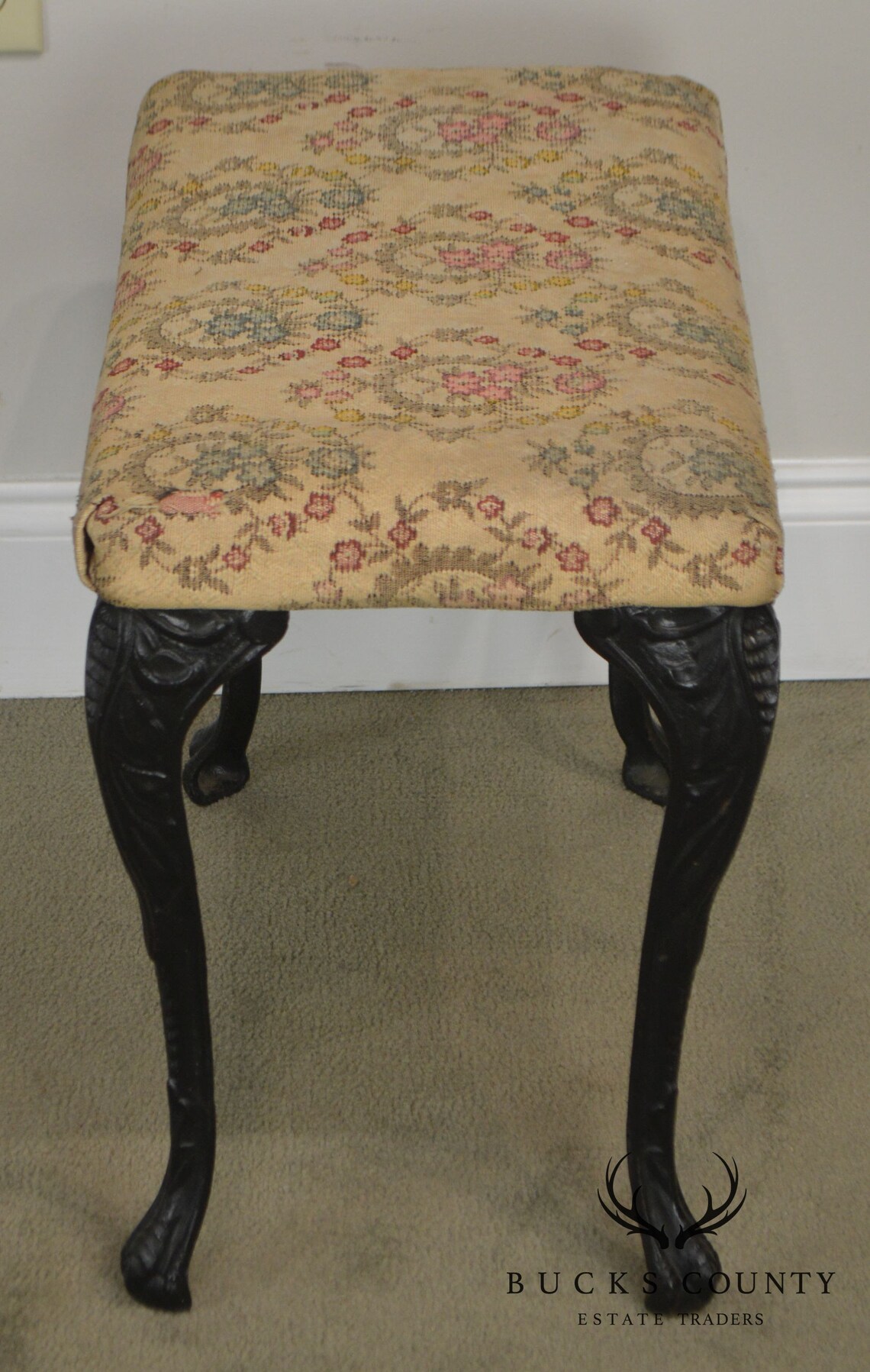 Antique Rococo Style Iron Leg Vanity Bench | Etsy