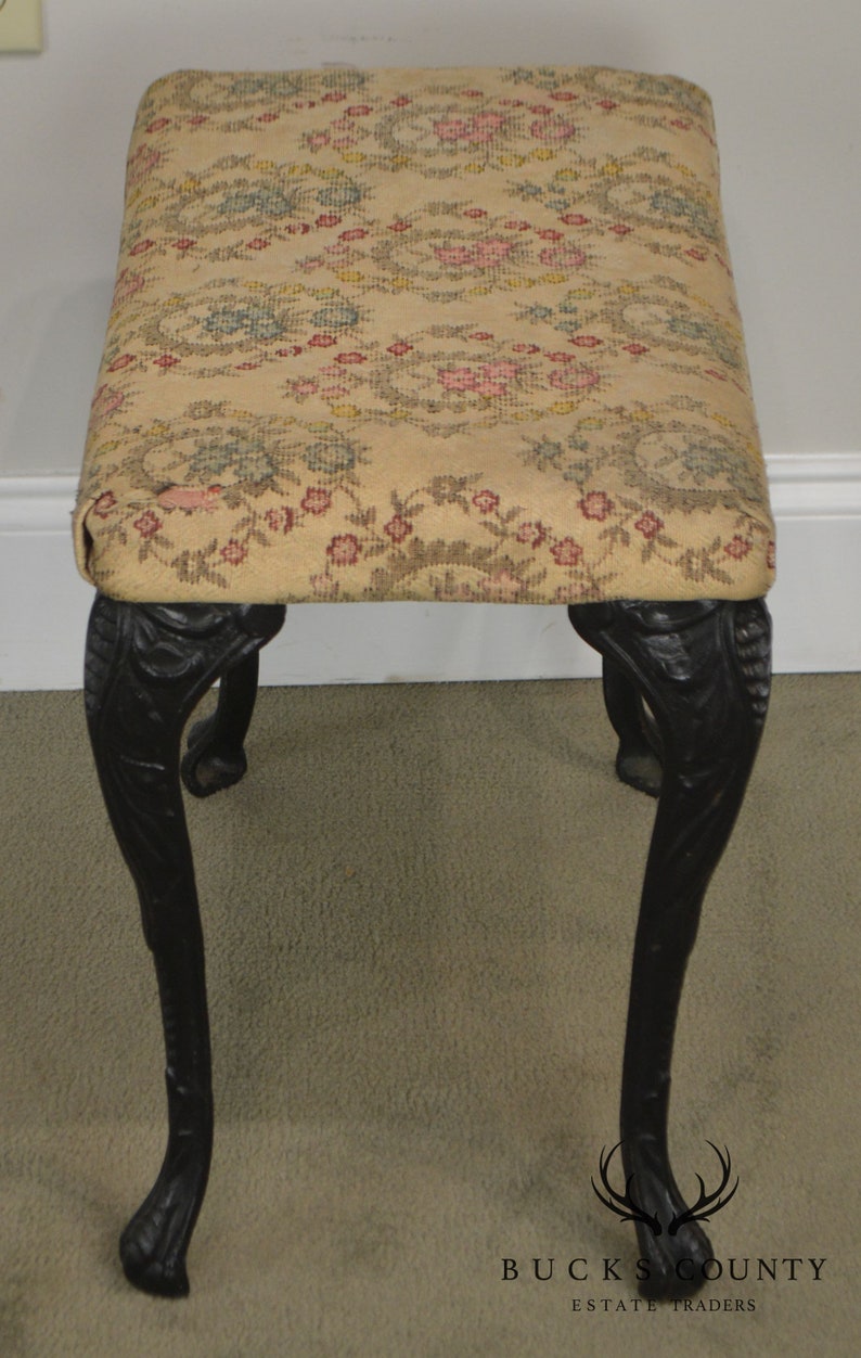 Antique Rococo Style Iron Leg Vanity Bench | Etsy