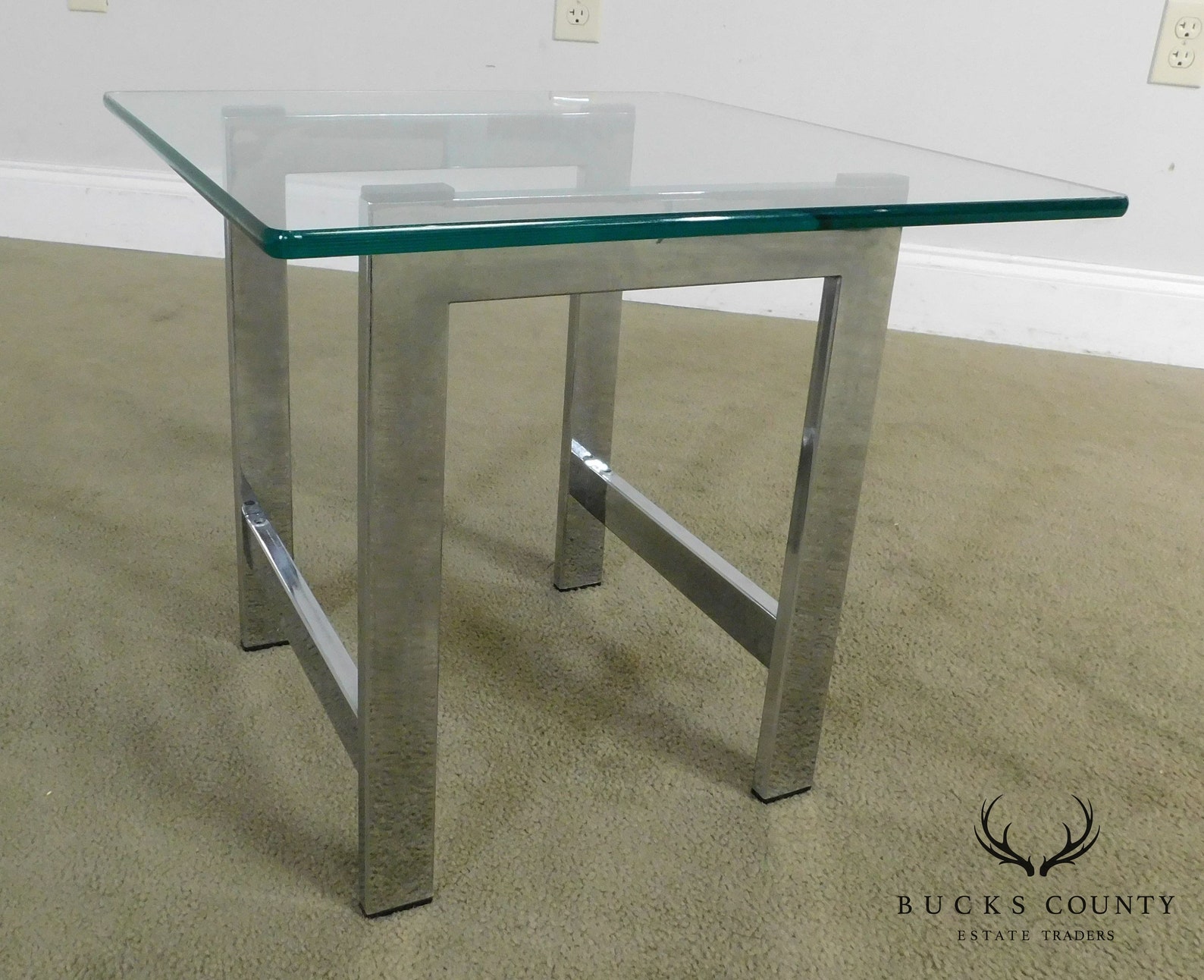 Mid-century Modern Pair Chrome and Glass Side Tables | Etsy