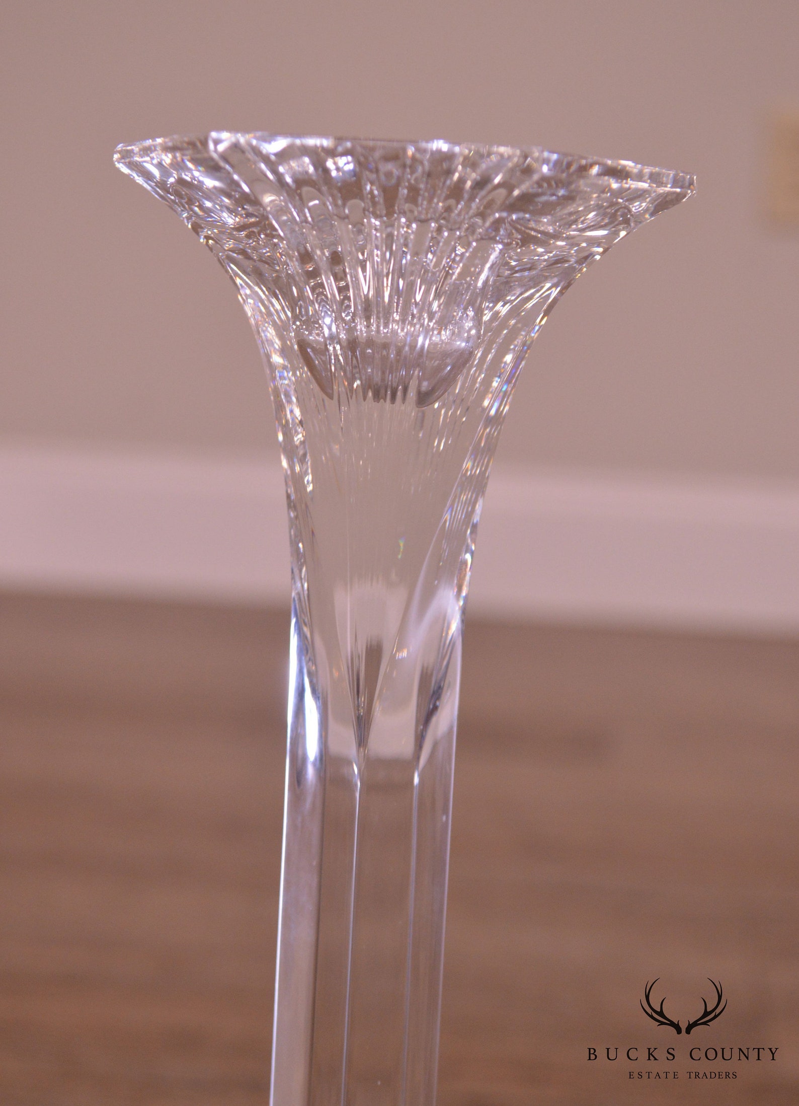 Pair of Crystal Hexagonal Column Candle Holders Flared Base & - Etsy
