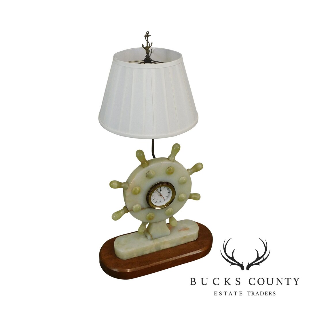 Vintage Nautical Onyx Ships Wheel Table Lamp Clock - Etsy