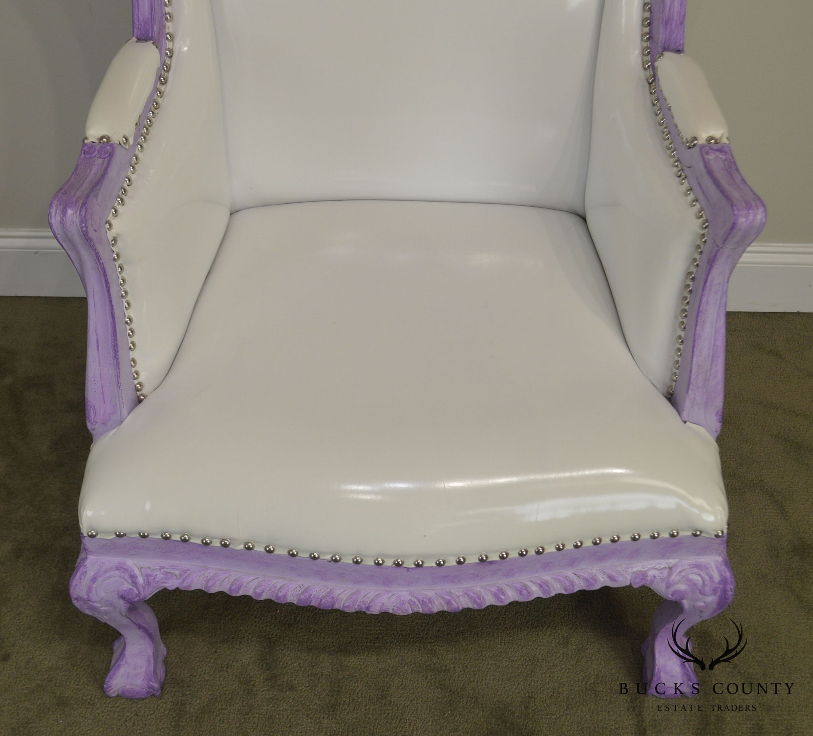White & Purple Pair Rococo Style High Back Wing Chairs | Etsy