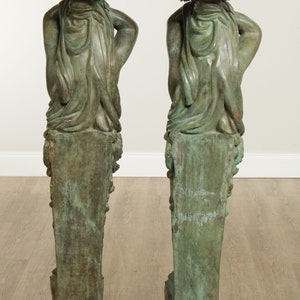 Bronze Marble Top Pair "telamon" Greek God Statues, 48" Pedestals - Etsy