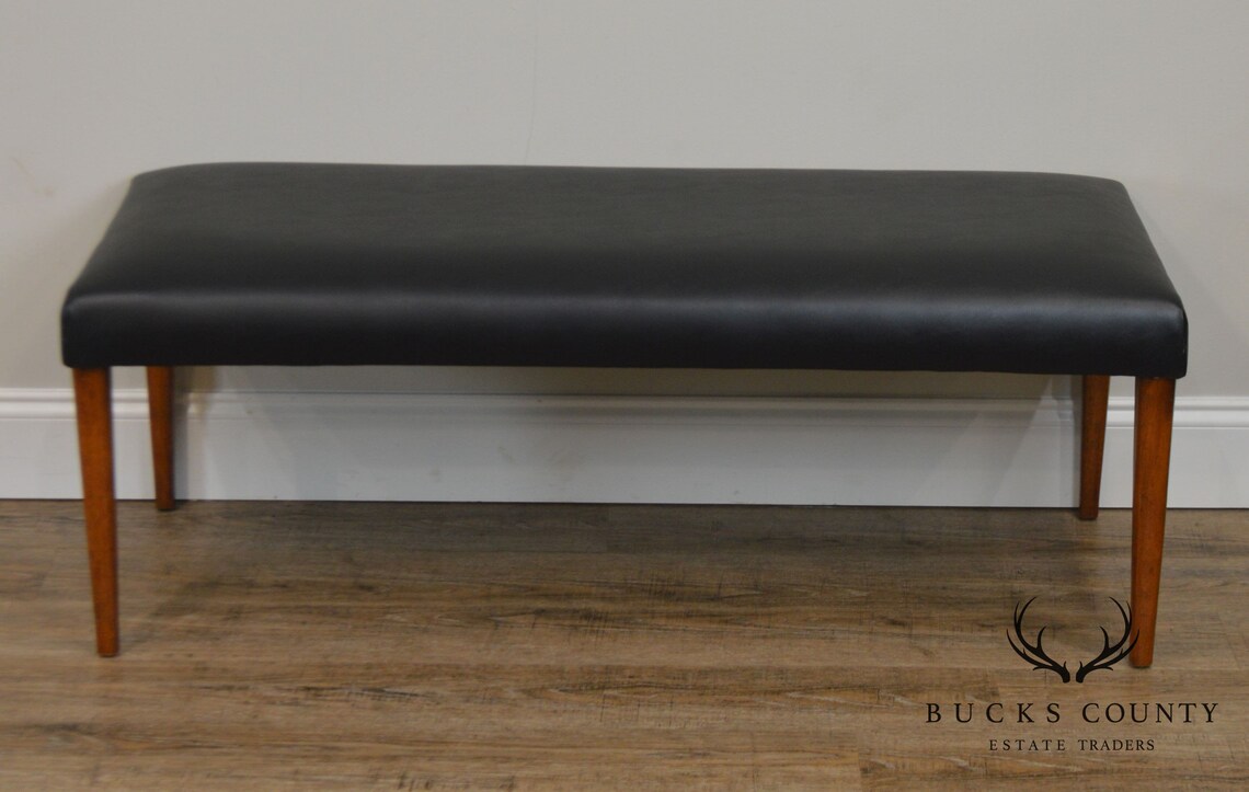 Danish Modern Mid Century Black Vinyl Seat Bench - Etsy