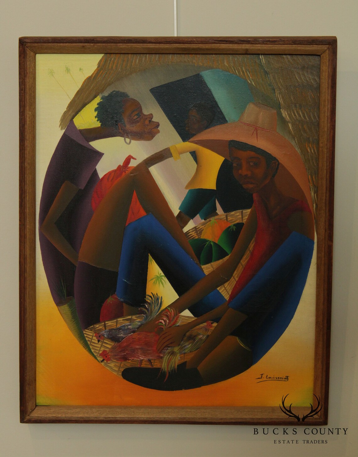 Jacques Louissaint (hatian 20th Century) Modernist Mid Century Framed ...