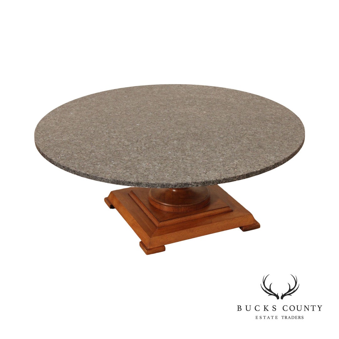 French Style Round Granite Top Pedestal Cocktail Table - Etsy