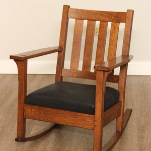 Antique Mission Style Oak Rocking Chair - Etsy