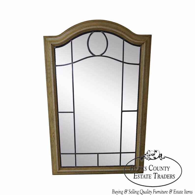 Vintage Cerused Oak Frame Leaded Glass Mirror - Etsy