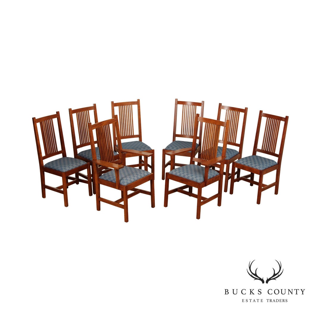 Stickley Mission Collection Set of Eight Cherry Spindle Dining Chairs ...