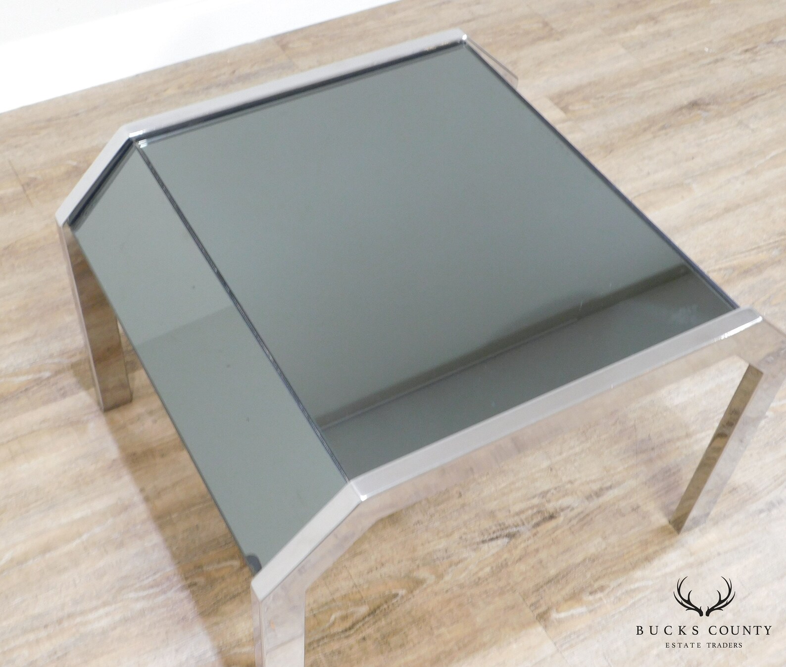 Mid Century Modern Chrome & Smoked Mirror Pair Side Tables - Etsy