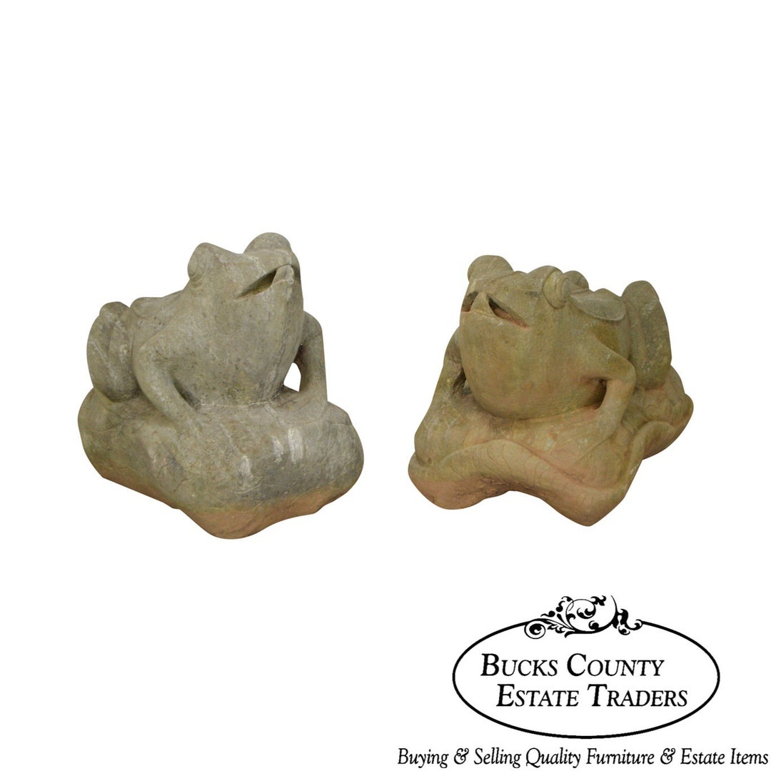 Large Vintage Pair of Marble Frog Garden Statues Sculptures - Etsy