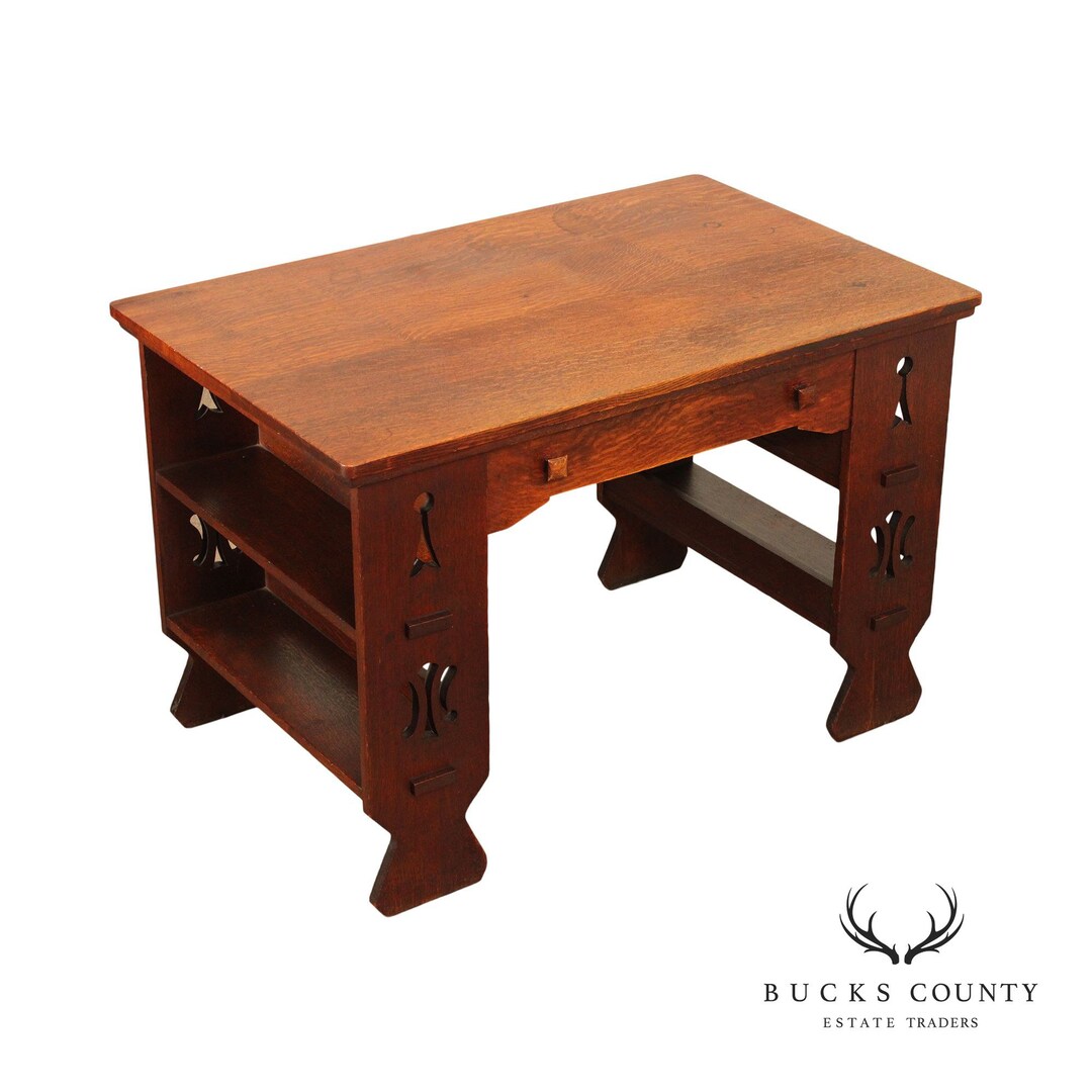 Antique Arts & Crafts Mission Oak Library Table Writing Desk - Etsy