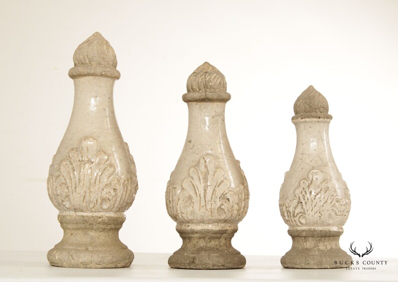 Neoclassical Style Set Glazed Cast Stone Decorative Finials - Etsy