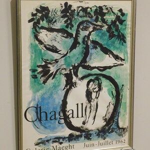 Mare Chagall "the Green Bird" 1962 Exhibition Lithograph - Etsy