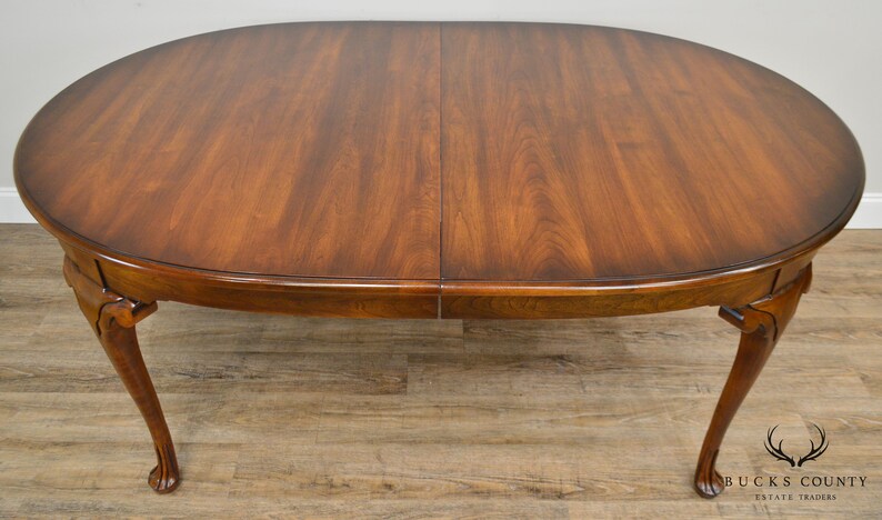Statton Cherry Oxford Finish Oval Queen Anne Dining Table | Etsy