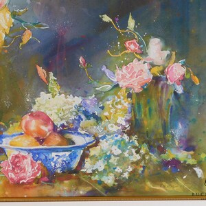 V. Weller Print 21/300 of Watercolor Fruit & Floral Still Life - Etsy
