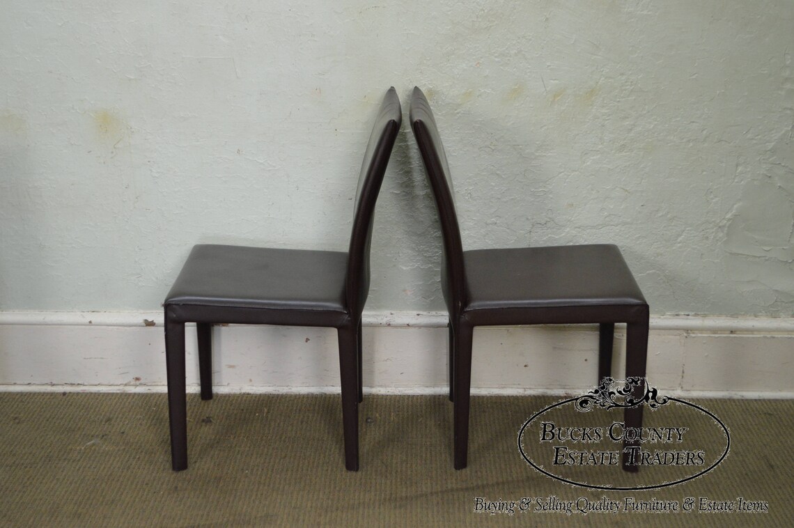 Maria Yee Set of 12 Brown Leather Dining Chairs | Etsy