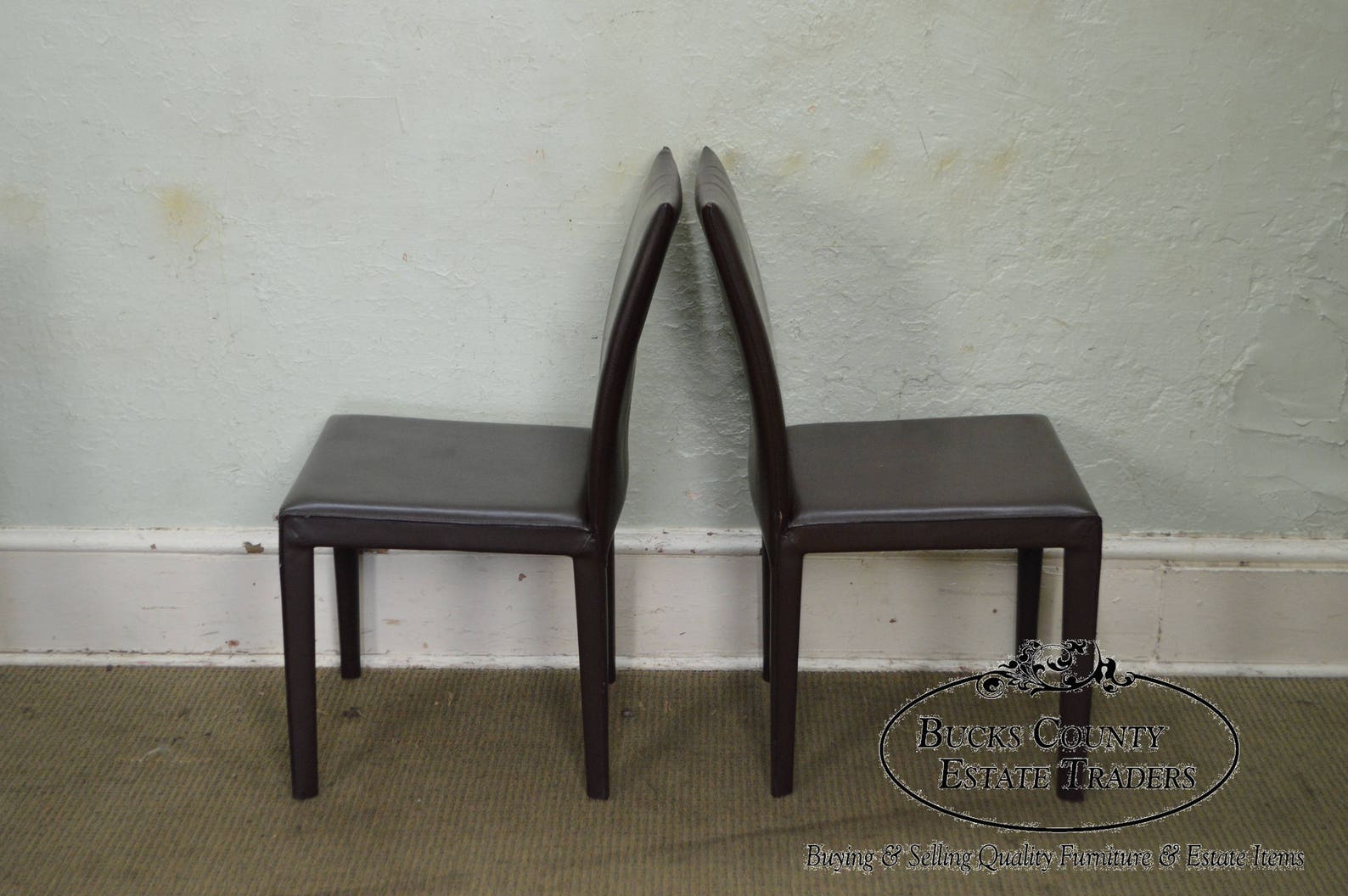 Maria Yee Set of 12 Brown Leather Dining Chairs | Etsy