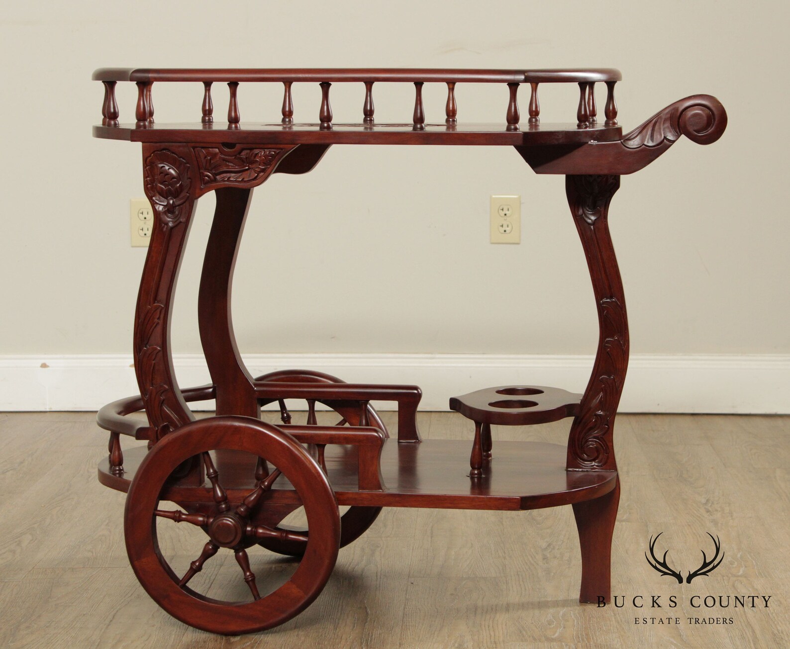 Vintage Solid Mahogany Wood Carved Tea Cart - Etsy