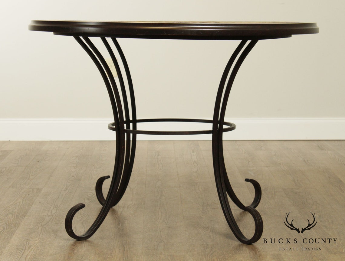 Quality Wrought Iron Five Piece Dining Bistro Set Round Table - Etsy