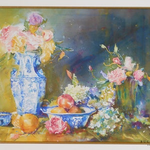 V. Weller Print 21/300 of Watercolor Fruit & Floral Still Life - Etsy