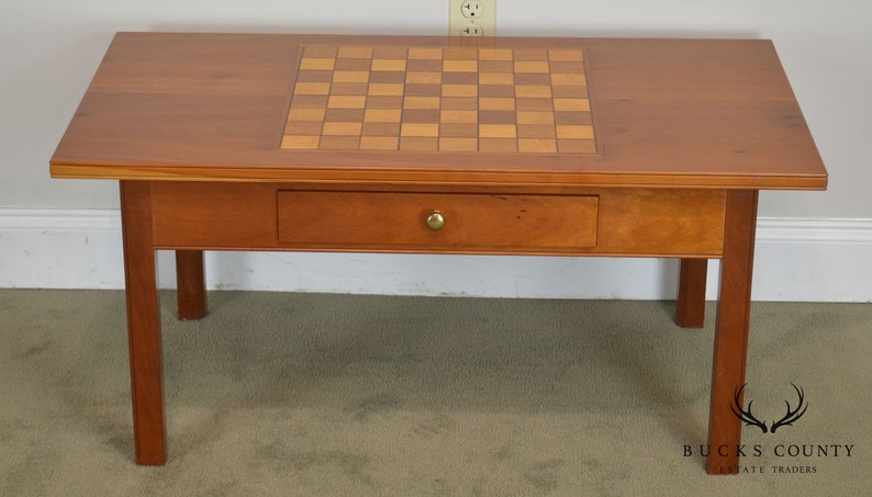 Hand Crafted Solid Cherry Wood Checkerboard Top Game Table by - Etsy