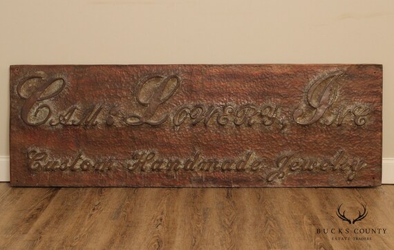 Vintage Copper Trade Sign, Custom Handmade Jewelry - Gem
