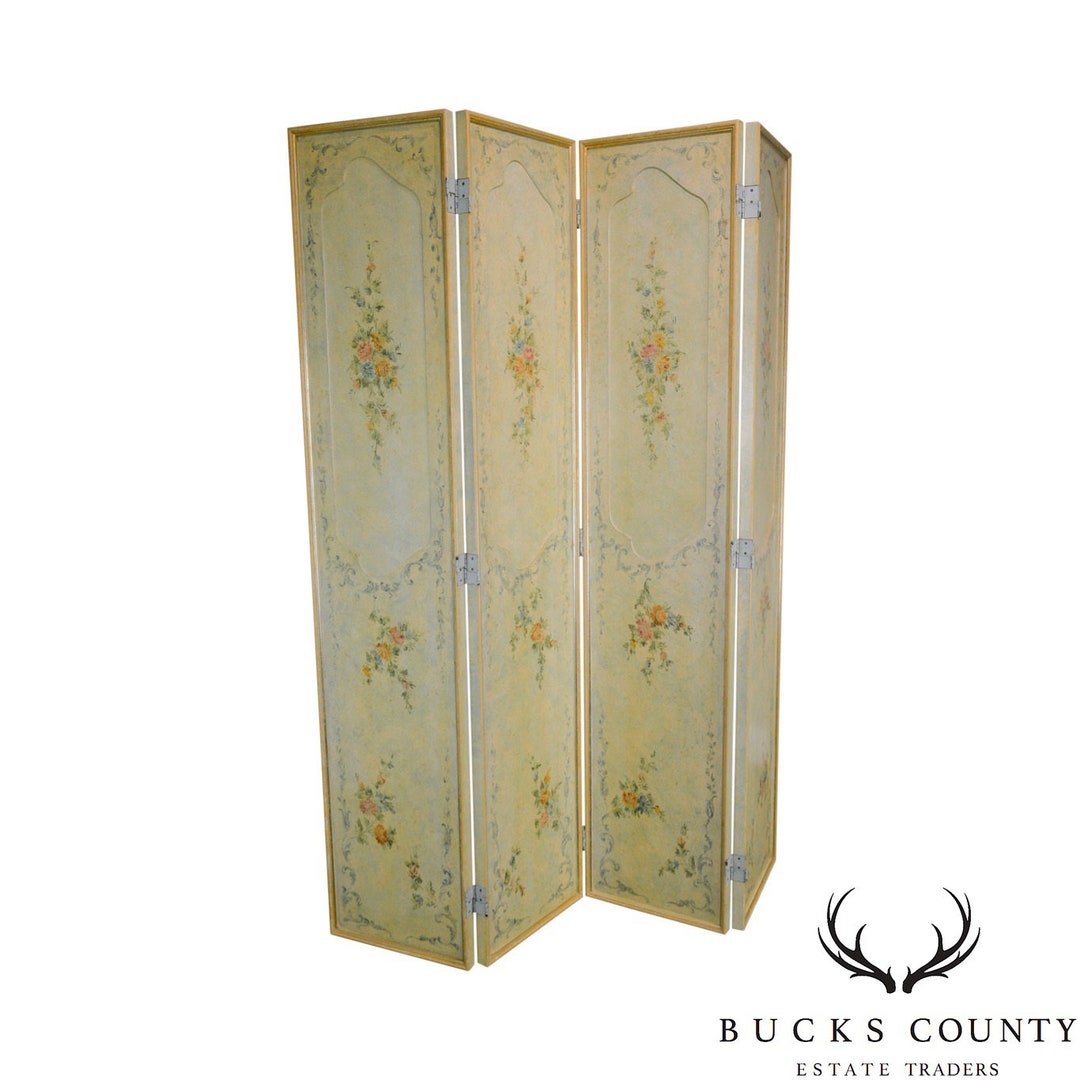 Italian Hand Painted 4 Panel Folding Screen - Etsy
