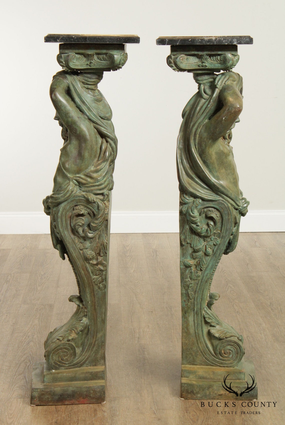 Bronze Marble Top Pair telamon Greek God Statues - Etsy